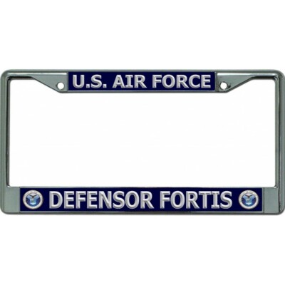 usaf air force defensor fortis seal logo chrome license plate frame usa ...
