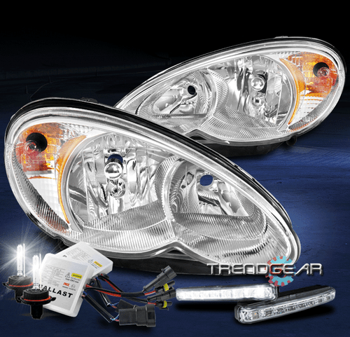 FOR 2006-2010 CHRYSLER PT CRUISER CHROME HEADLIGHTS HEADLAMP W/LED DRL ...