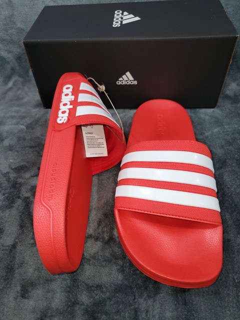 ADIDAS ADILETTE SHOWER SLIDES SANDALS MENS US 13 RED WHITE GZ5923 for ...