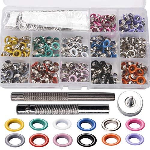 1/4 Inch Grommet Tool Kit 360 Sets Multi-Color Metal Grommet Eyelets Kit with... | eBay