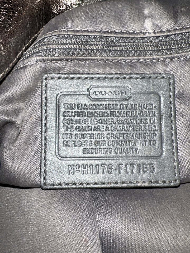 COACH Brooke Handbag Leather Pewter Silver Metallic Hobo Bag Purse ...