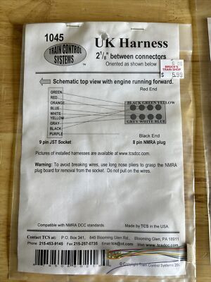 TCS ~ 1045 9 Pin To 8 Pin Dcc Decoder Harness - 2 Harnesses | eBay