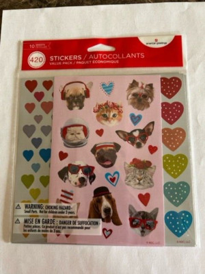 American Greetings Dog Cat Heart 420 Stickers Fun Gift Party Favor | eBay