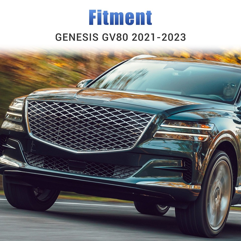 Chrome Front Bumper Grille Grill For 2021-2023 GENESIS GV80 W/Camera ...