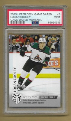 LOGAN COOLEY 2023 UPPER DECK ROOKIE DEBUT SP RC GRADED PSA 9 MINT CARD ...