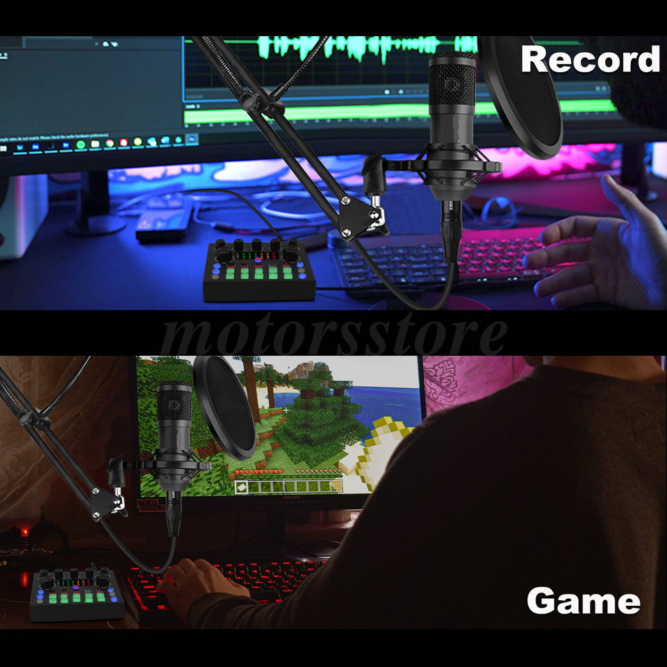 Home Studio Recording Kit Music Podcast Mixer Equipment Condenser ...