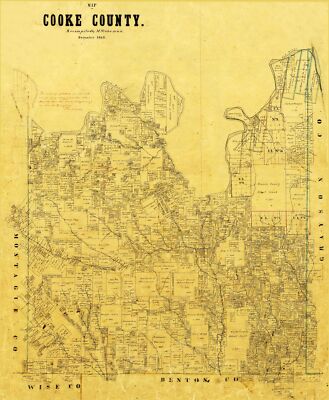 Historic County Map - Cooke County Texas - General Land Office 1868 ...