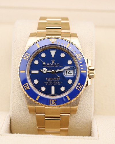Rolex Submariner Date Gold Bluesy Blue Dial 116618LB Full Set | eBay