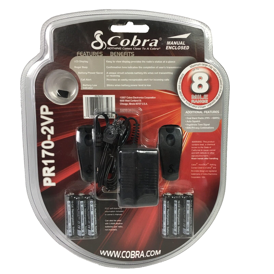 New Cobra MicroTalk Walkie Talkies Model PR170-2VP Two Radios with ...