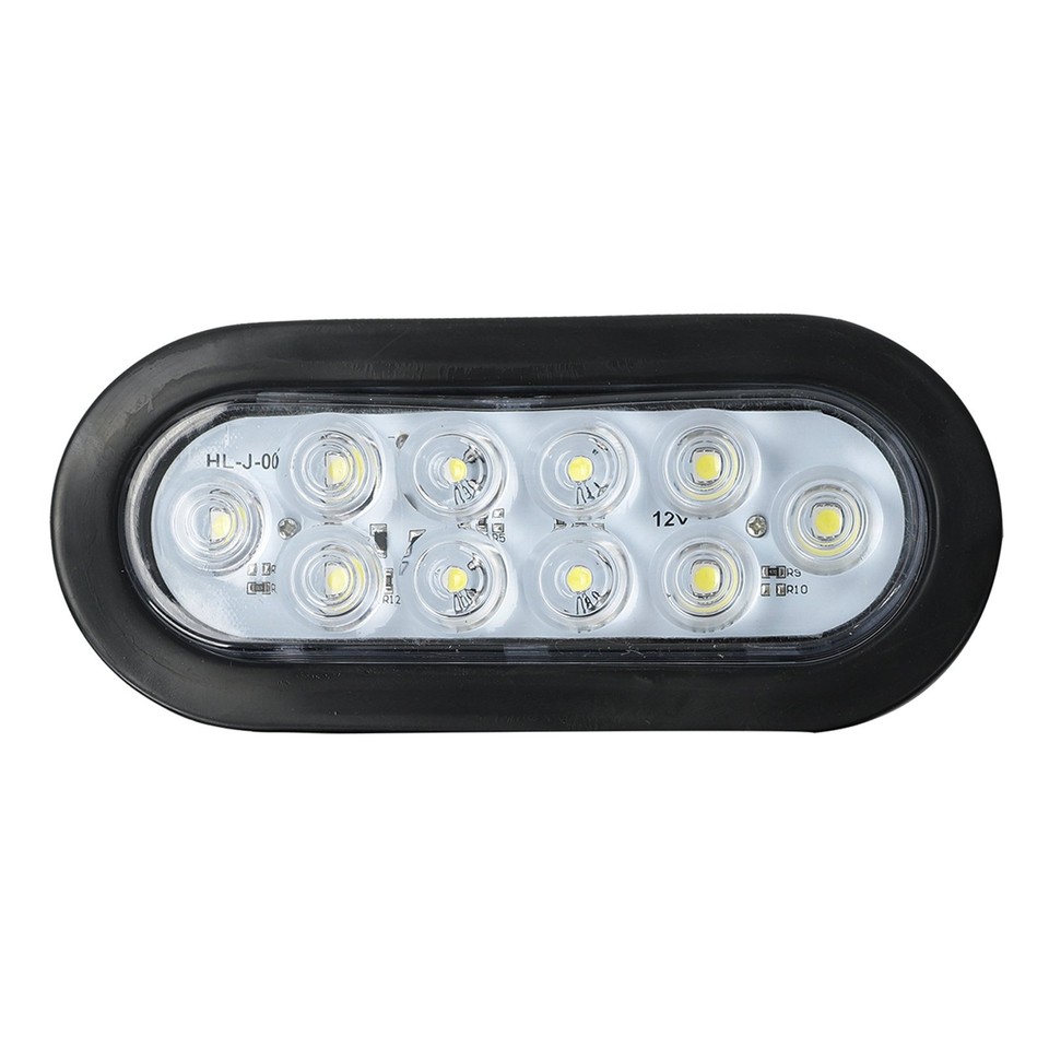 6x White 6" Oval 10 LED Reverse Backup Trailer Truck Tail Light Flush ...