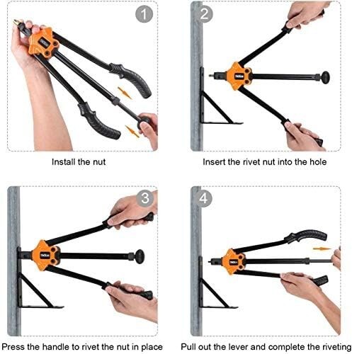 TACKLIFE Professional Rivet Nut Tool, 14" Auto Pumping Rod Rivet Setter ...