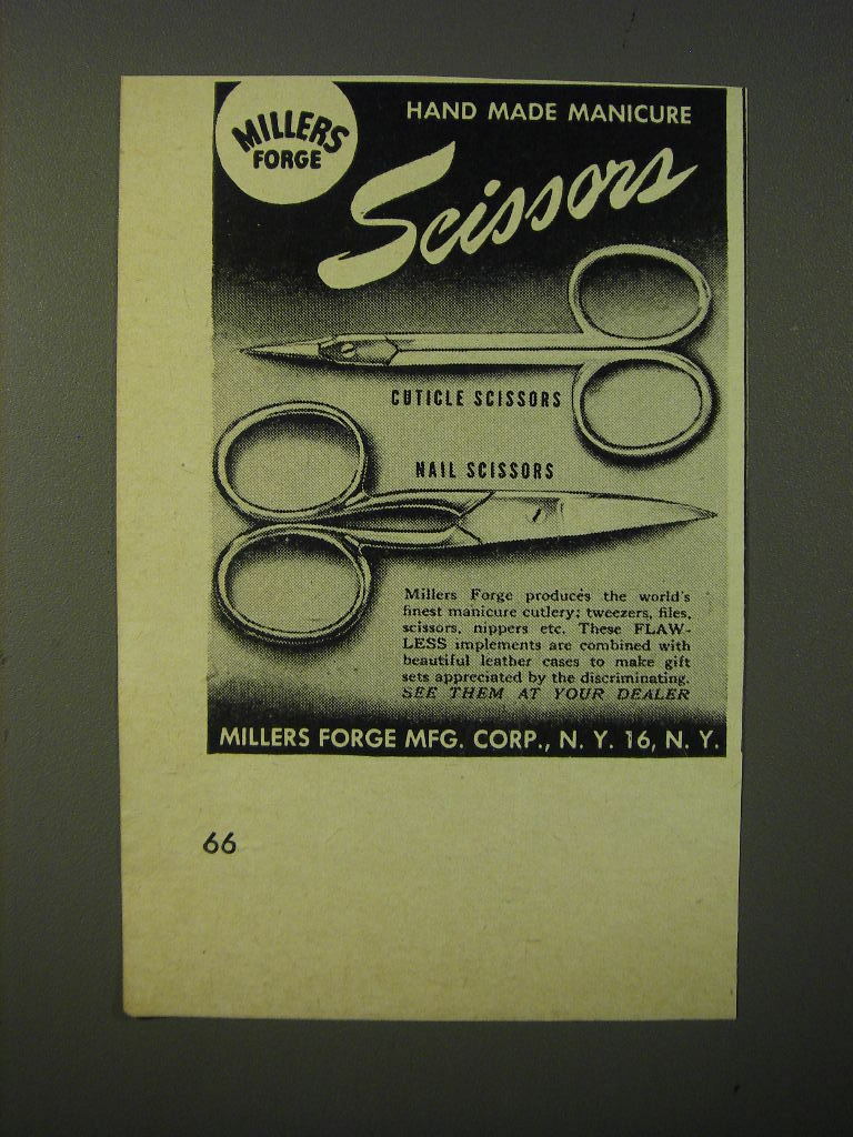 1947 Millers Forge Cuticle and Nail Scissors Ad - Millers Forge Hand Made | eBay