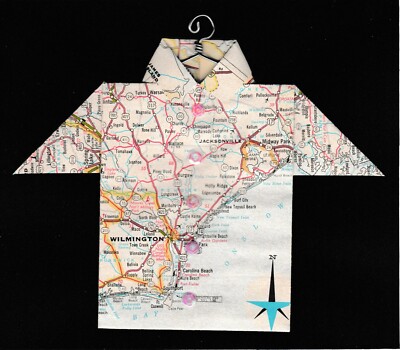 Origami Map Shirt North Carolina, Wilmington, Jacksonville, Carolina ...