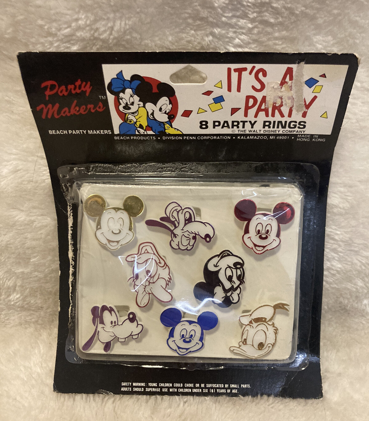Vintage Walt Disney Beach Party Markers 8 Party Rings Mickey Mouse ...