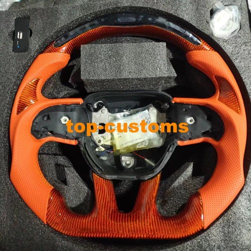 Orange LED Carbon Fiber Steering Wheel For 2015+ charger challenger ...