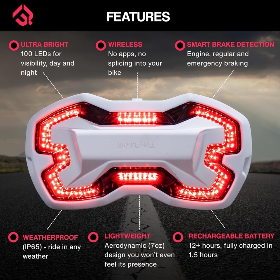 Brake Free Smart Wireless LED Motorcycle Helmet Light | eBay