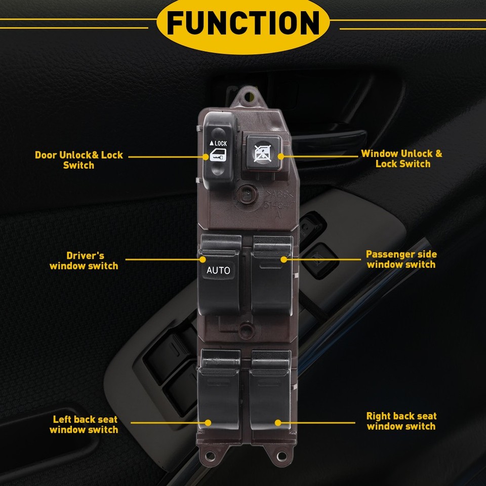 Front Left Side Window Control Switch & Bezel Kit For 2003-2008 Toyota ...