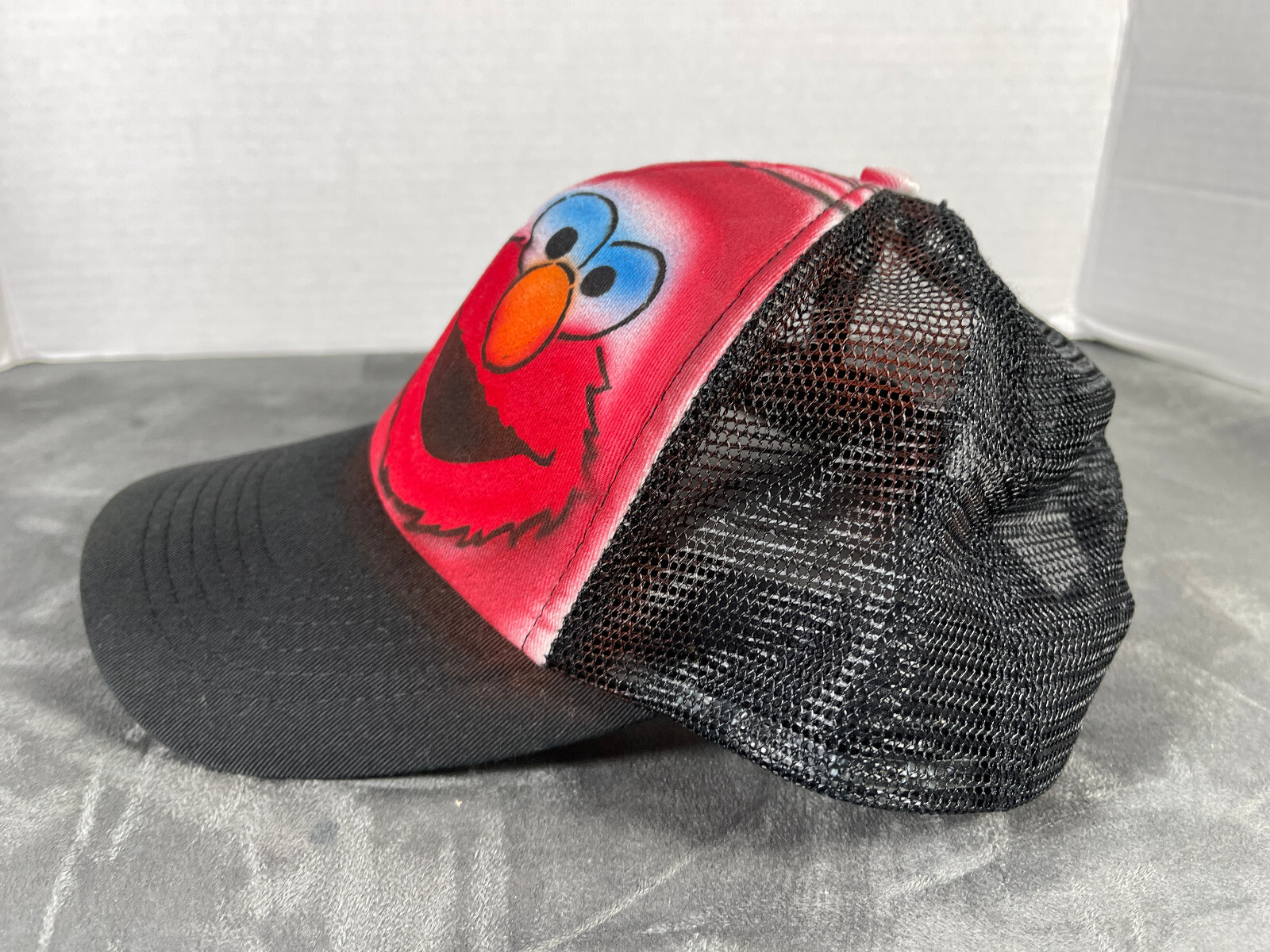 Vintage Red Black Elmo Sesame Street Muppet trucker H… - Gem