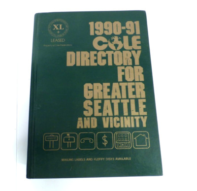 1990-91 Cole Directory Address Reference Greater Seattle Vicinity | eBay