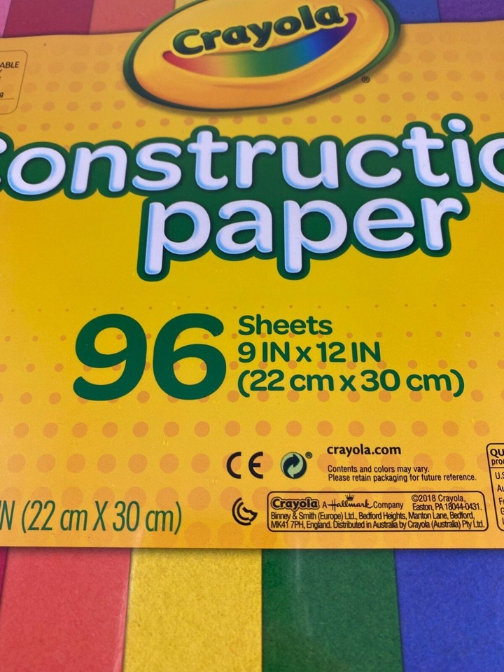 Crayola Construction Paper, 96 Sheets, 9" x 12", 8 Colors | eBay