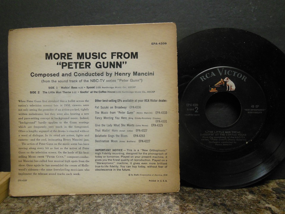 Henry Mancini – More Music From Peter Gunn, 4 Track EP 4339, 45 RPM VG ...