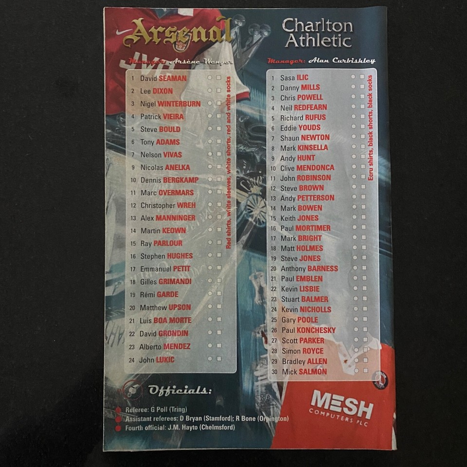 ARSENAL Football Programmes YOU CHOOSE 1993 96 97 98 99 2000 01 02 05 ...