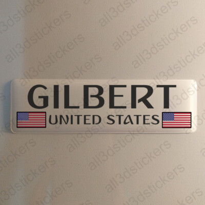 Gilbert USA United States Sticker 4.70x1.18" Domed Resin 3D Flag ...