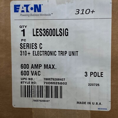 EATON LES3600LSIG ELECTRONIC TRIP UNIT 3POLE 600A 600V NEW IN BOX READY ...