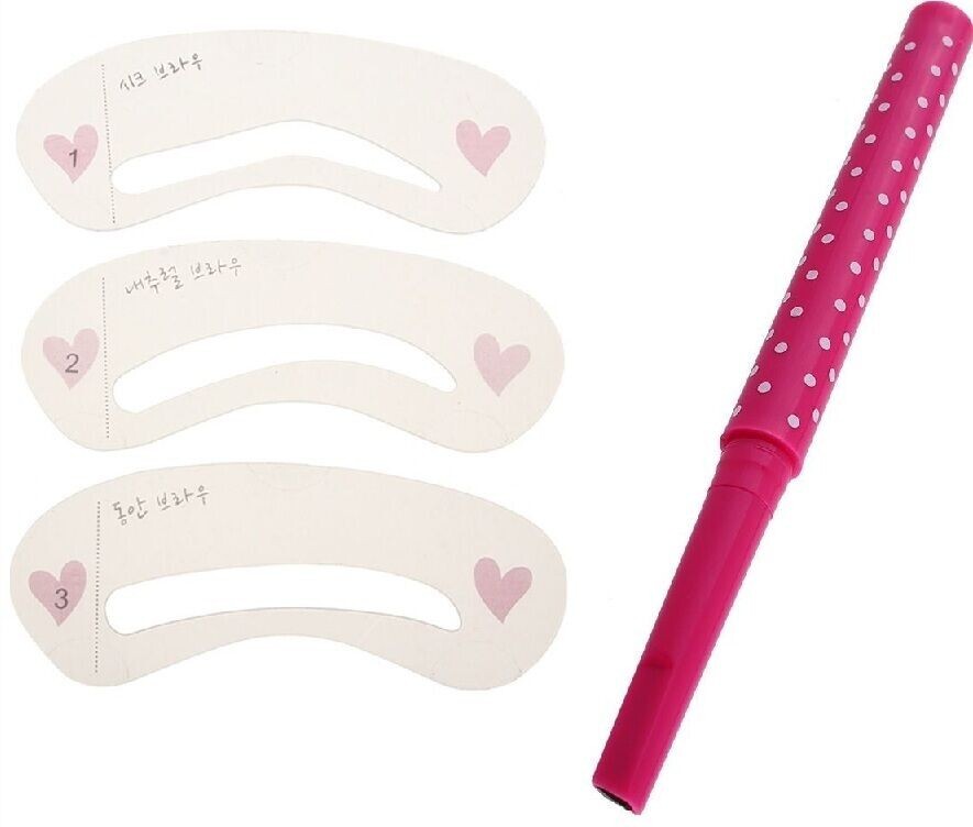 Eyebrow Set Pencil Razor Scissor Stencil Trimmer 3 Shaper Shaping Shape ...