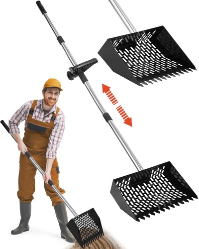 Chicken Poop Scooper & Rake - 2-in-1 Metal Chicken Coop Scoop for Sand ...