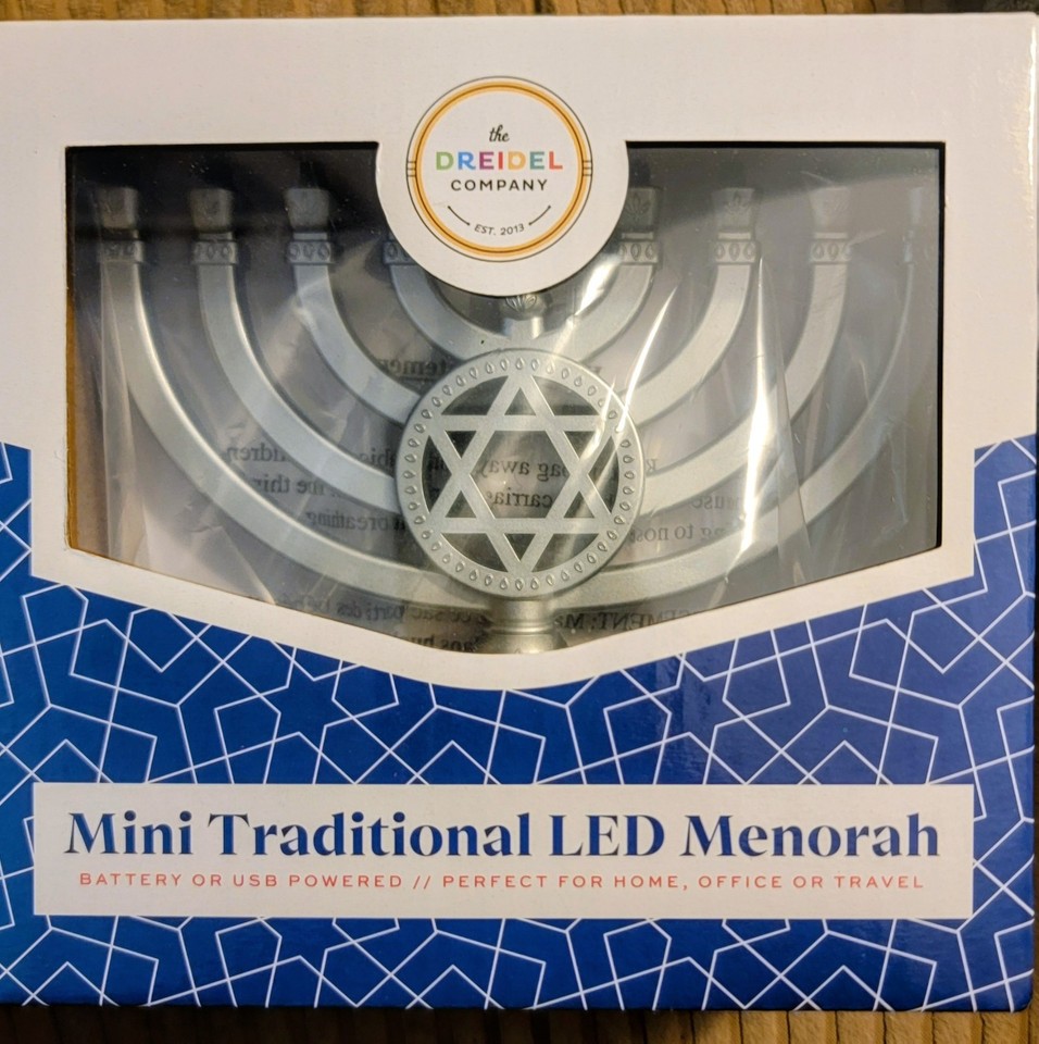 LED Silver Hanukkah Menorah Electric Battery USB Powered Traditional ...
