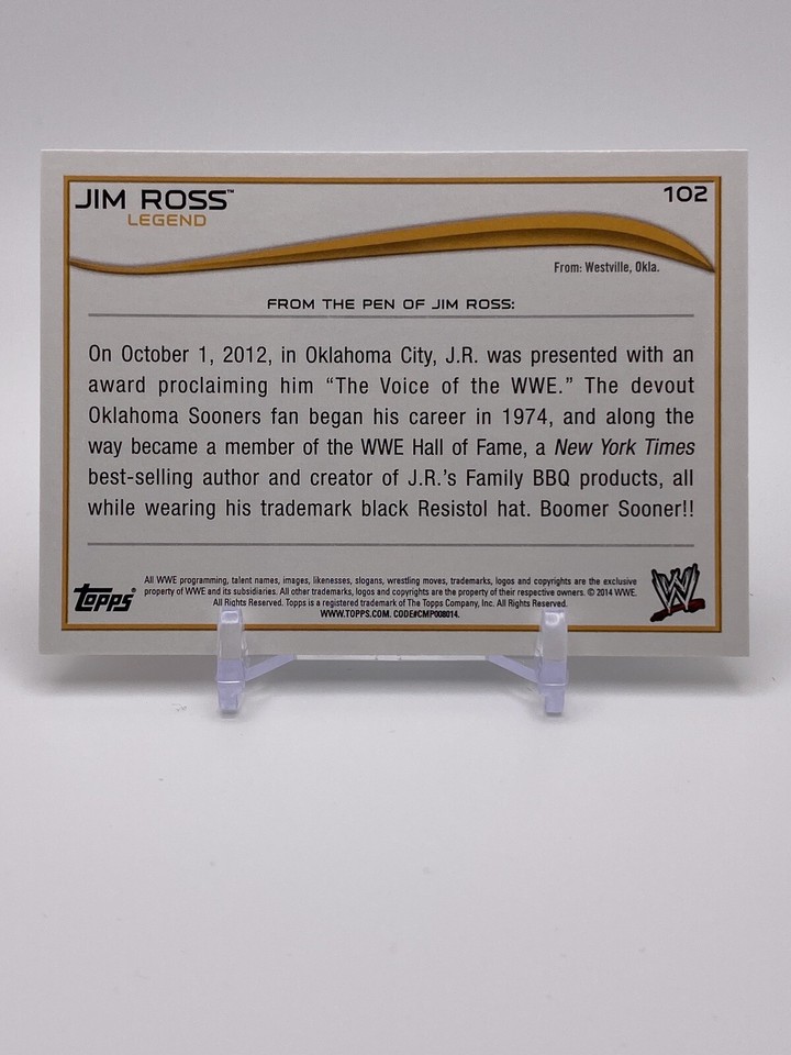 2014 Topps WWE Jim Ross #102 HOF | eBay
