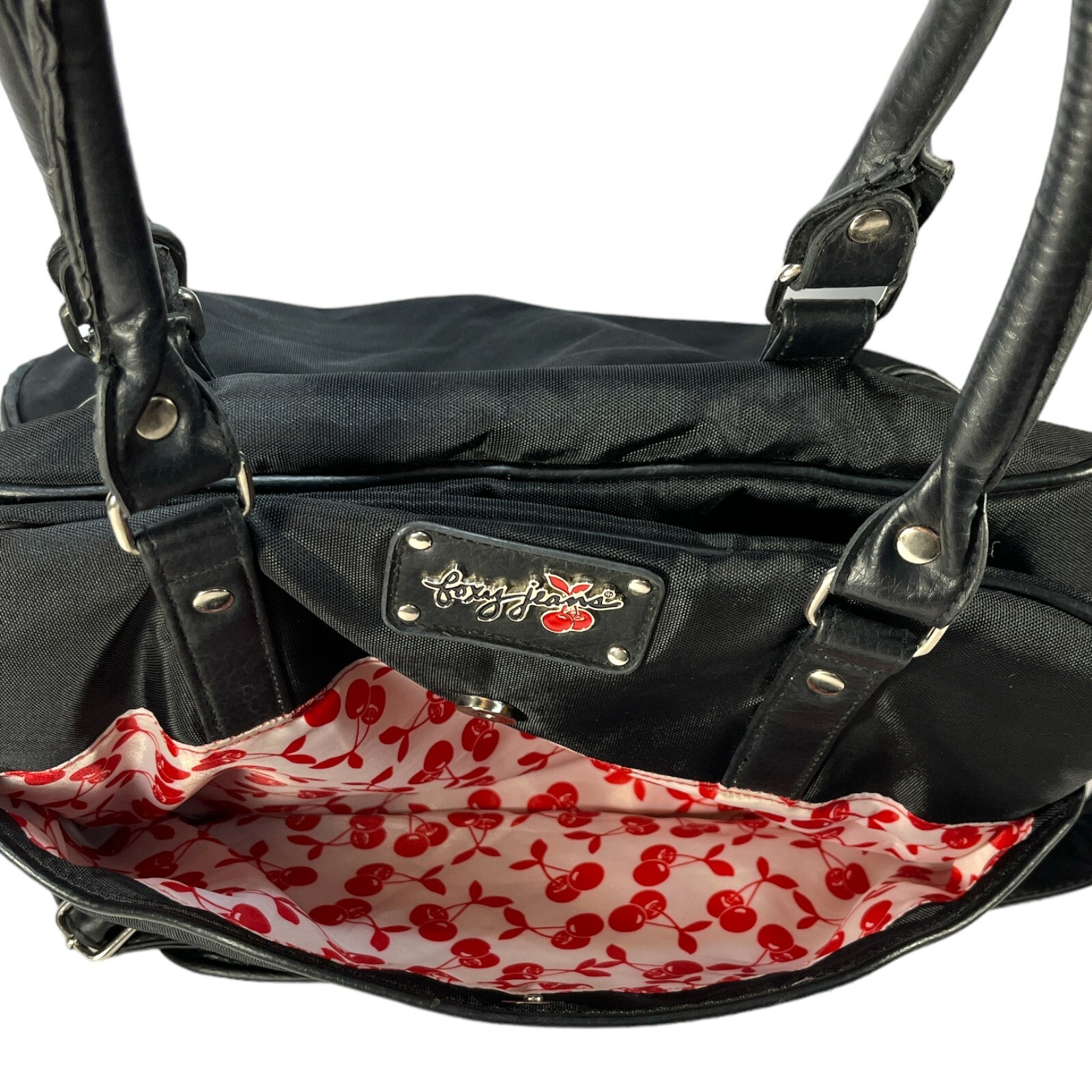 FOXY JEANS woman duffle gym bag handbag crossbody red black white ...