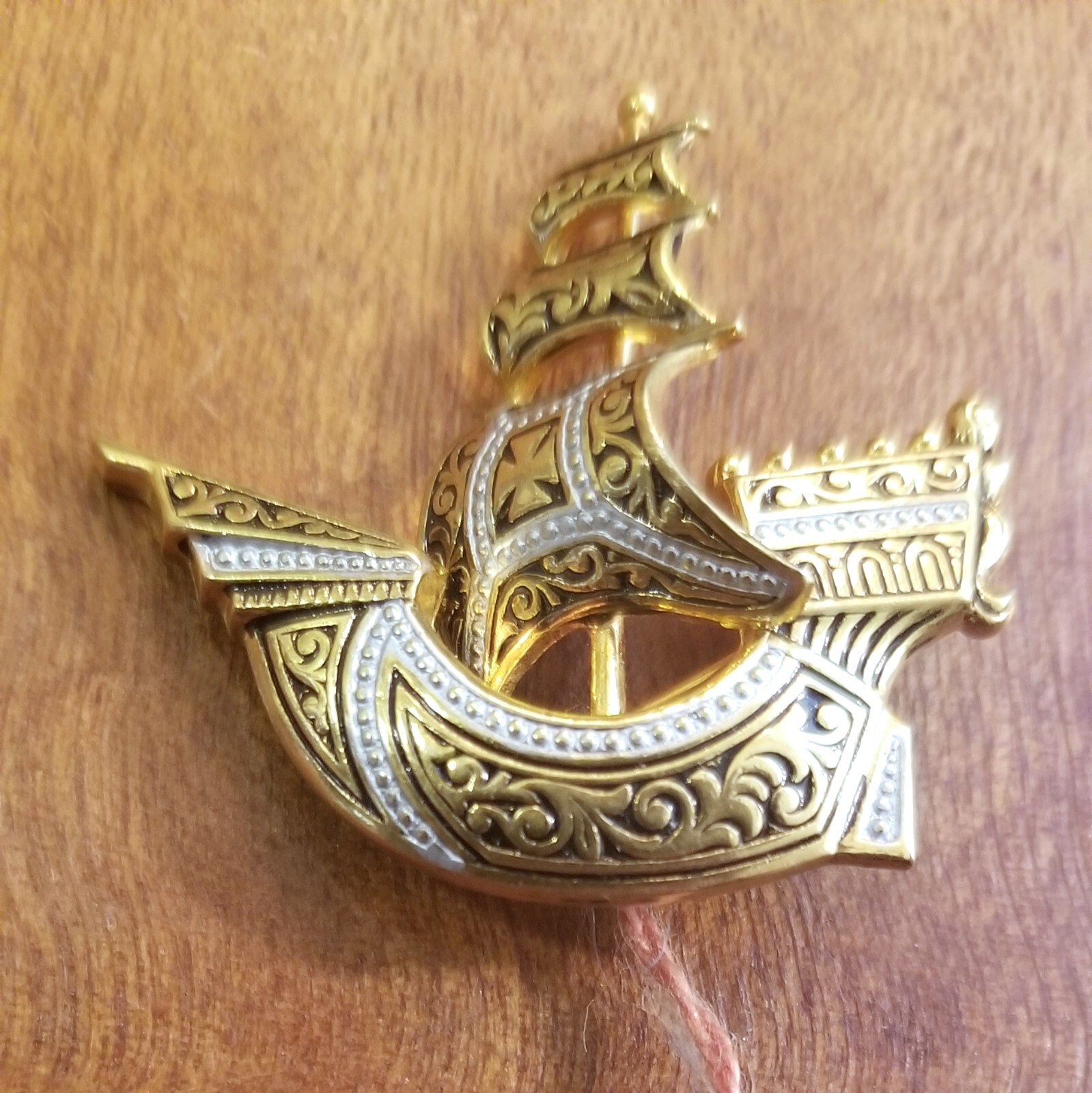 1960s Vintage Damascene Spanish Carrack Style Ship w/… - Gem