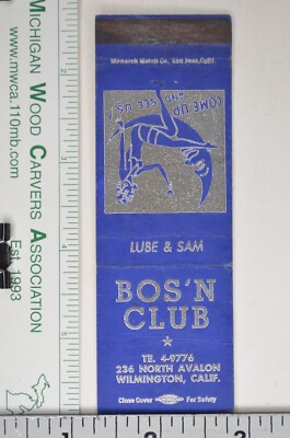 Matchbook Cover Bos'n Club Night Bar Cocktail Lounge Wilmington ...