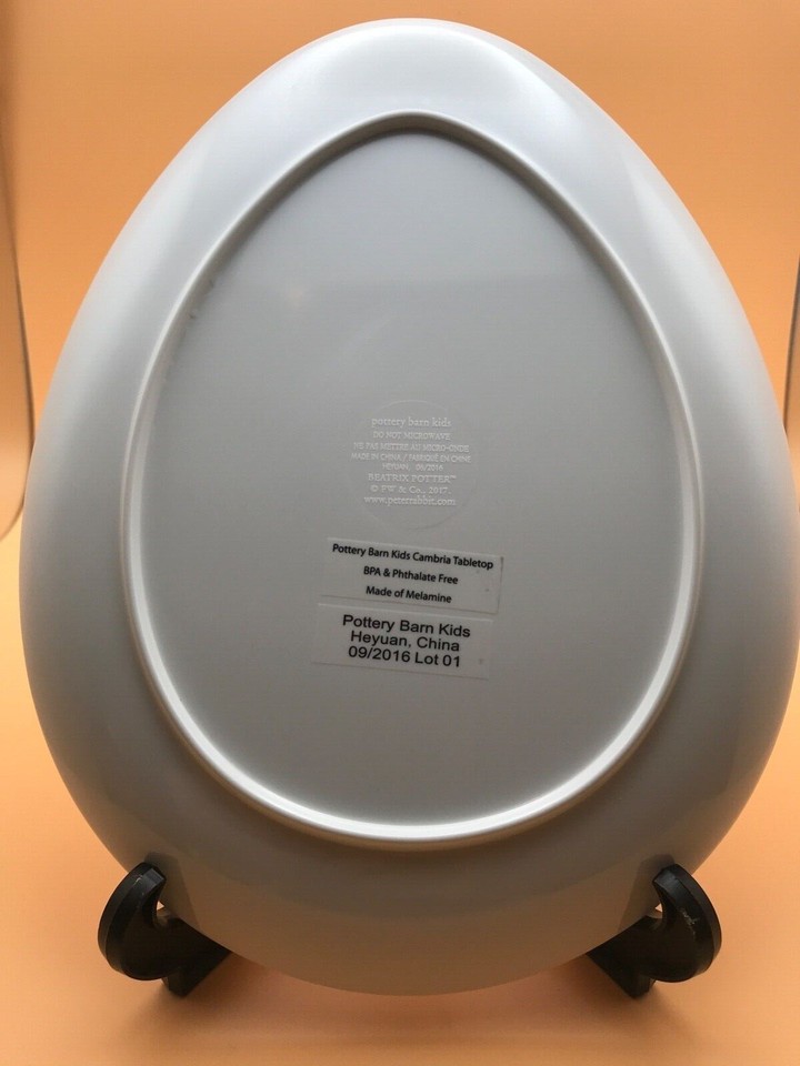 Pottery Barn kids Peter Rabbit Oval Egg shape melamine plate Beatrix ...