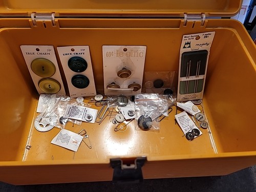 Vintage Lot of Sewing Notions Thread Buttons Cutters Needles Pins ...