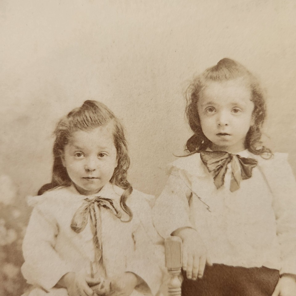 Antique Cabinet Card Photo 1890s Victorian Boy Girl Twins Boston ...