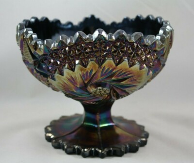 Fenton Amethyst Starburst Pinwheel Pattern Carnival Glass Compote ...
