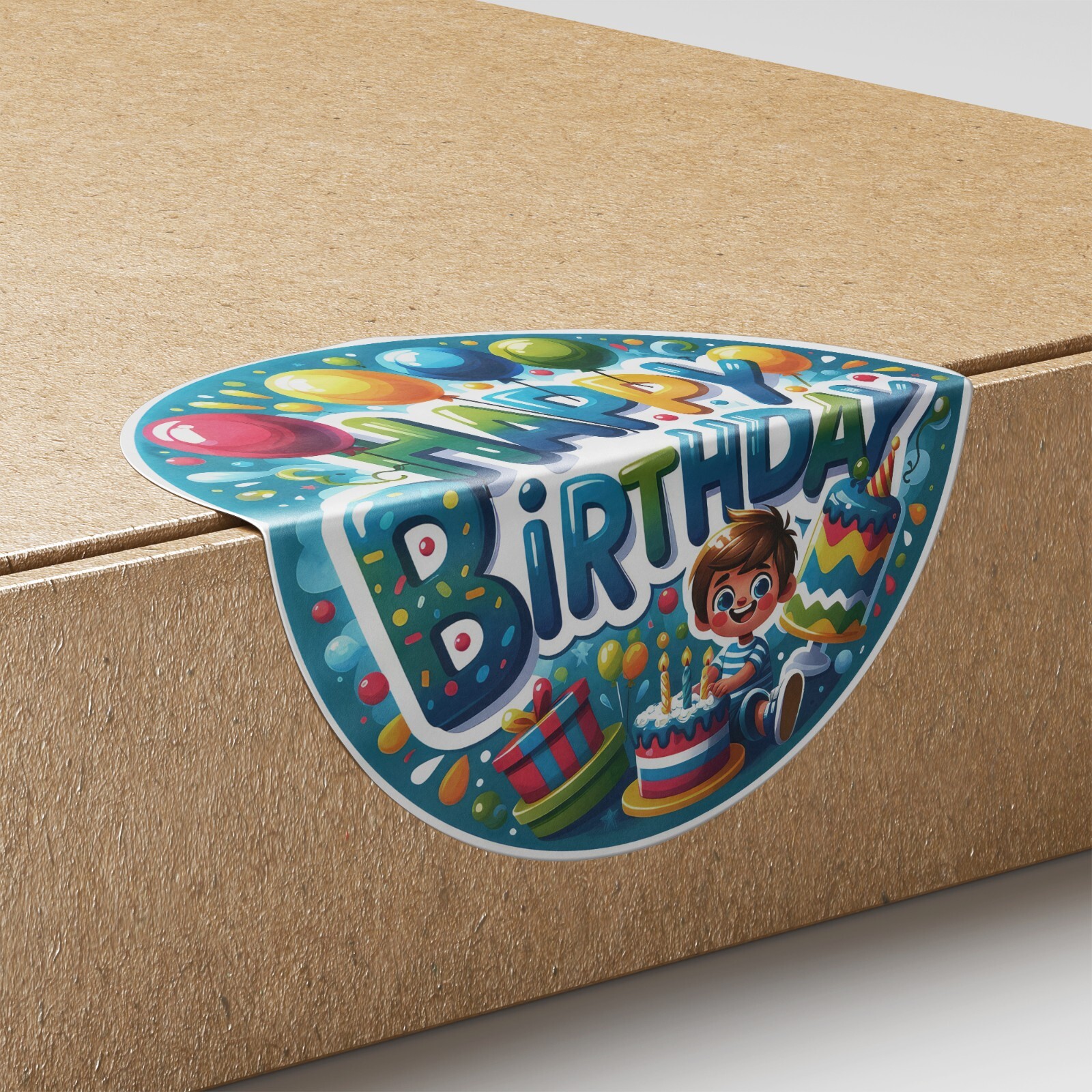 Happy Birthday 5 Circle Stickers - 25mm - 35mm - 50mm - 60mm Matte or ...