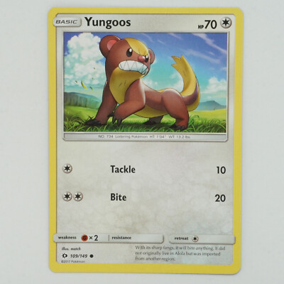 Yungoos 109/149 Common Sun & Moon Pokemon Card | eBay