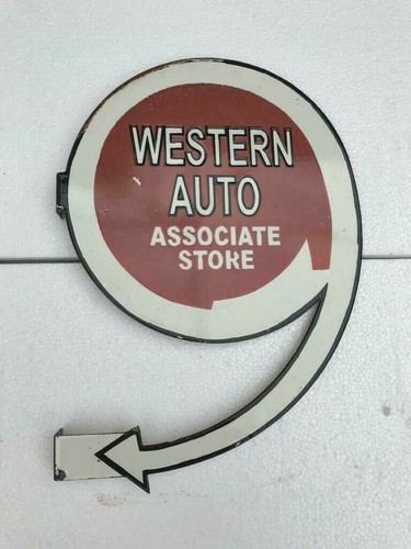 PORCELAIN WESTERN AUTO ENAMEL SIGN 18X13.5 INCHES DOUBLE SIDED WITH ...