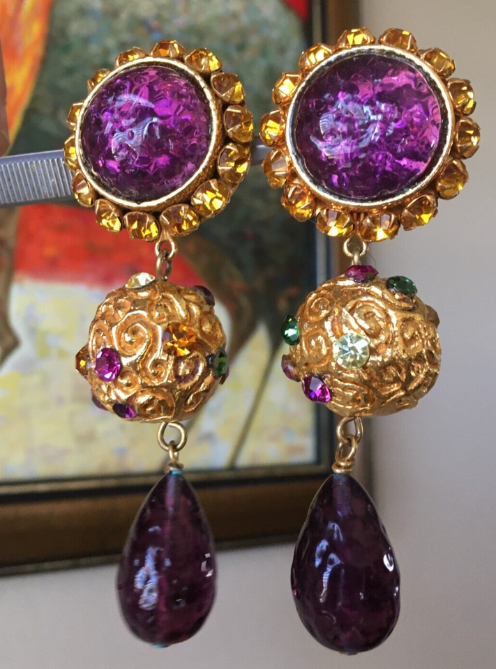 DOMINIQUE AURIENTIS PARIS NAKSHI BALL GEM GRIPOIX GLASS SHELL BRACELET ...