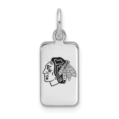 Sterling Silver Rhodium-plated NHL LogoArt Chicago Blackhawks Enamel ...