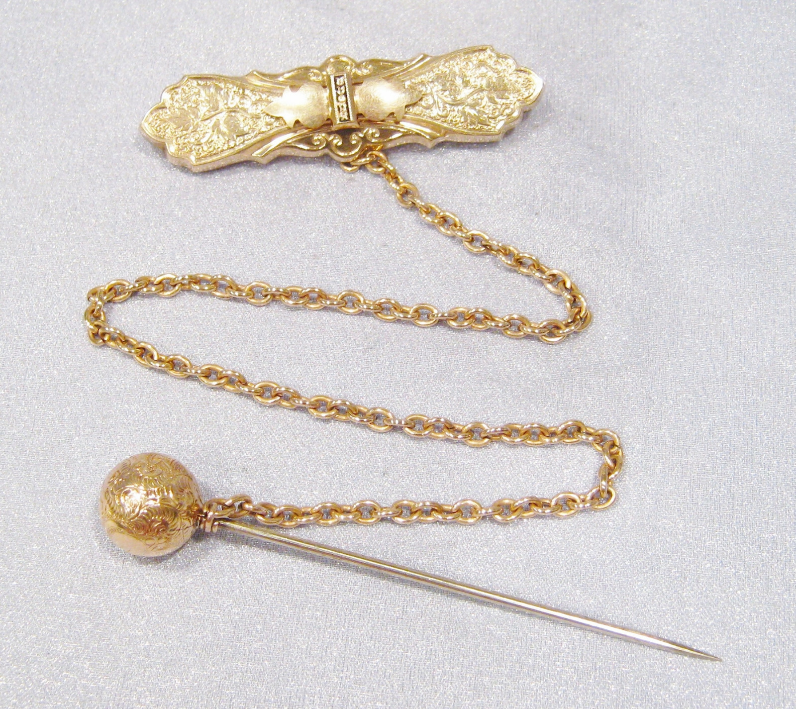 Antique Victorian Gold Filled Engraved Bar Pin RARE O… - Gem