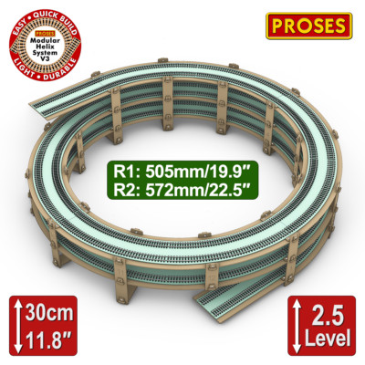 2.5 Level 30cm Double Track Helix for Hornby, Peco R3/R4. Free Delivery ...