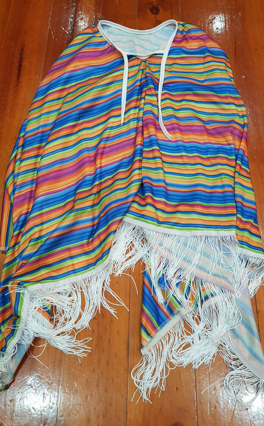 Rainbow Mexican Poncho Wild West Cow Boy Adult Bandit Fancy Dress ...