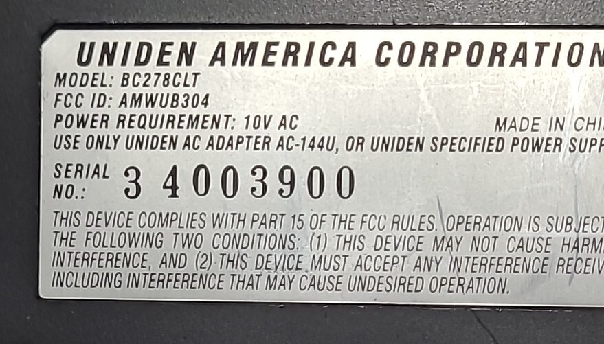 UNIDEN BC278CLT Bearcat Police Weather Alert Scanner Alarm Clock Radio ...