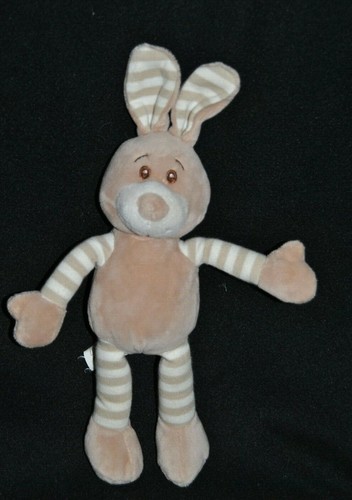 Peluche SOFT FRIENDS LGRI Doudou Lapin Beige Rayé Hochet Grelot 28 Cm ...