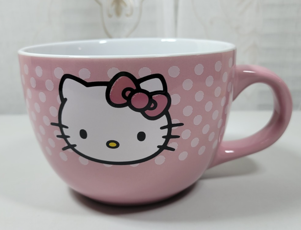 Hello Kitty Pink White Polka Dot Mug Large 24oz Latte/Soup Bowl | eBay